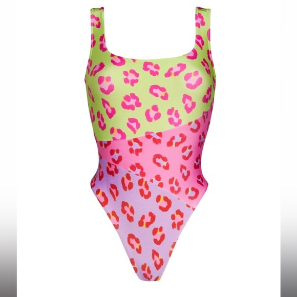 FARM Rio | Swim | Farm Rio Maxi Leopard Colorblock One Piece Swimsuit ...